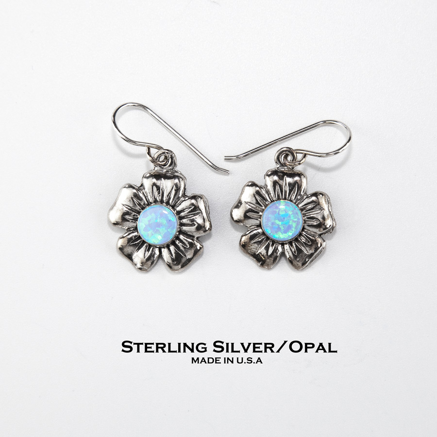 アメリカンジュエリー オパール スターリングシルバー フラワー ピアス/Sterling Silver Opal Floral Earrings ピアス・イヤリング・バレッタ・ヘアーゴム・カチューシャ